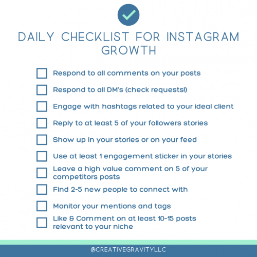 A Daily Checklist for Instagram Growth | Creative Gravity Social Media ...